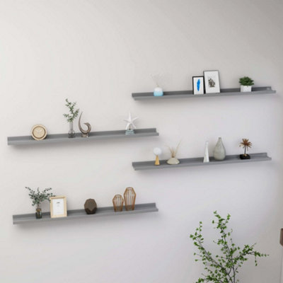 Berkfield Wall Shelves 4 pcs Grey 100x9x3 cm | DIY at B&Q