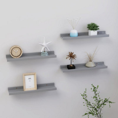 Berkfield Wall Shelves 4 pcs Grey 40x9x3 cm | DIY at B&Q