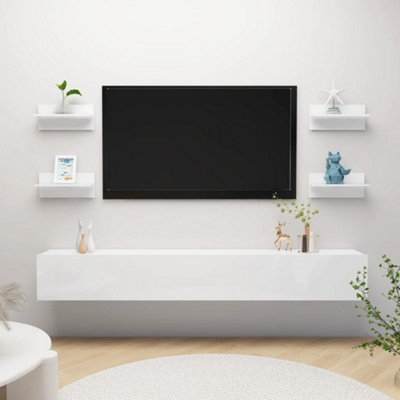 Berkfield Wall Shelves 4 pcs High Gloss White 40x11.5x18 cm | DIY at B&Q