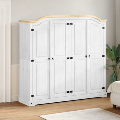 Berkfield Wardrobe Corona White 194x52x186 cm Solid Wood Pine