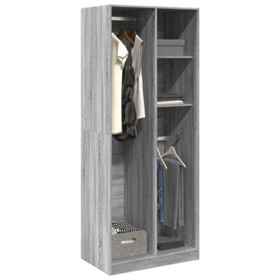 Berkfield Wardrobe Grey Sonoma 80x50x200 cm Engineered Wood