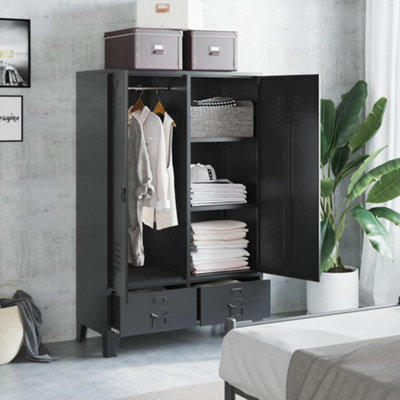 Berkfield Wardrobe Industrial Black 90x40x140 cm Steel