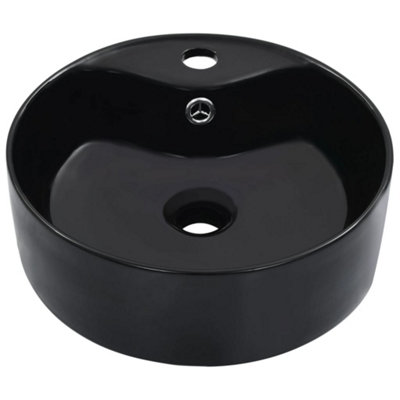 Berkfield Wash Basin with Overflow 36x13 cm Ceramic Black