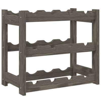 Berkfield Wine Rack for 12 Bottles Grey Solid Wood Pine