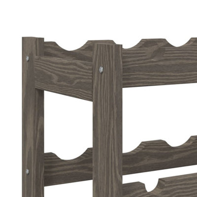 Berkfield Wine Rack for 12 Bottles Grey Solid Wood Pine
