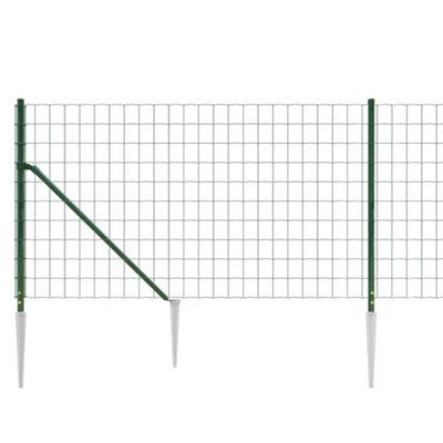 Berkfield Wire Mesh Fence with Spike Anchors Green 0.8x25 m