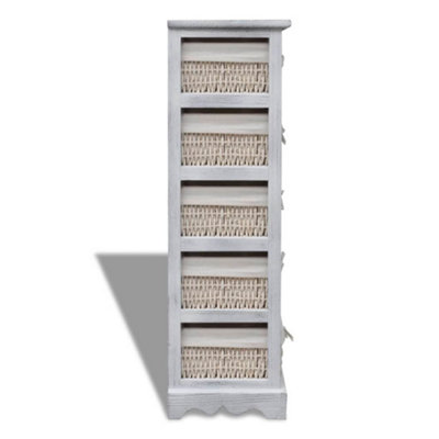 Berkfield Wooden Storage Rack 5 Weaving Baskets White