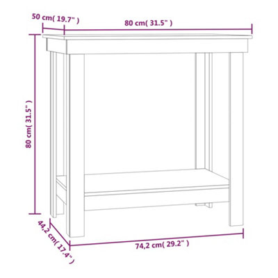 Berkfield Work Bench Grey 80x50x80 cm Solid Wood Pine