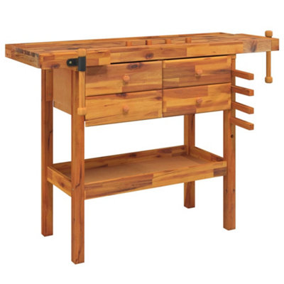 Berkfield Workbench with Drawers and Vices 124x52x83 cm Solid Wood Acacia