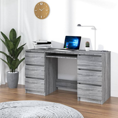 Berkfield Writing Desk Grey Sonoma 140x50x77 cm Engineered Wood