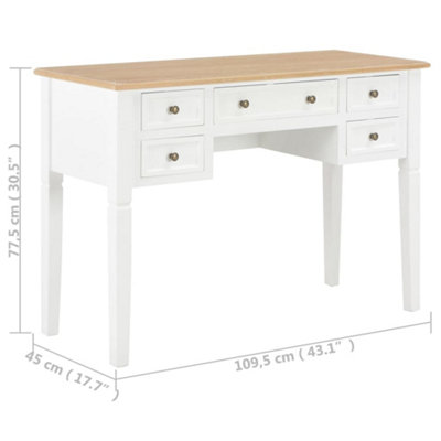 Berkfield Writing Desk White 109.5x45x77.5 cm Wood