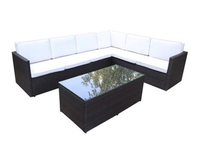 Berlin Corner Lounging Set - Synthetic Rattan - H43 x W110 x L55 cm - Brown | DIY at B&Q