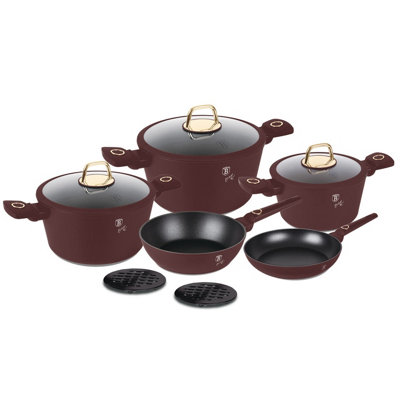 Berlinger Haus 10Pcs Leonardo Aluminium Non Stick Induction Pots & Pans Cookware Set