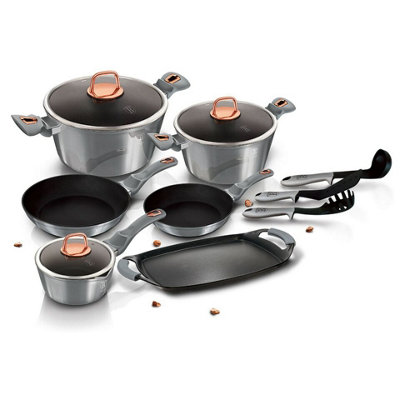 BERLINGER HAUS 12 Pc Cookware Set With Grill No Stick Pots Pans ...