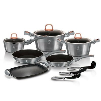 BERLINGER HAUS 12 Pc Cookware Set With Grill No Stick Pots Pans ...