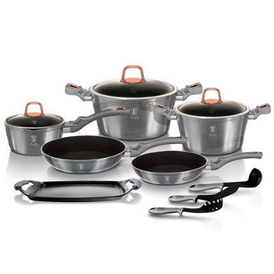 BERLINGER HAUS 12 Pc Cookware Set With Grill No Stick Pots Pans ...