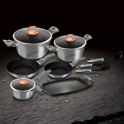 BERLINGER HAUS 12 Pc Cookware Set With Grill No Stick Pots Pans ...