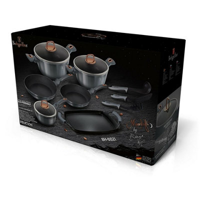 BERLINGER HAUS 12 Pc Cookware Set With Grill No Stick Pots Pans ...