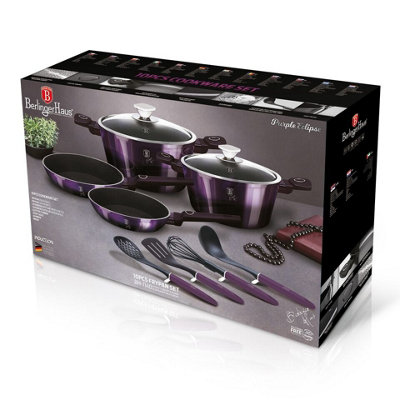 BERLINGER HAUS Purple Eclipse 10 Pcs Cookware Set Aluminium Non Stick ...