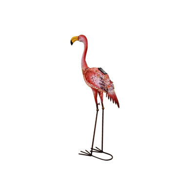 Bermuda Solar Freestanding Metal Garden Ornament Flamingo Looking Forward