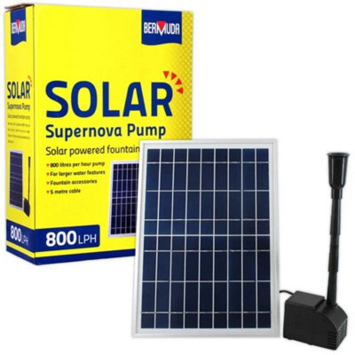 BERMUDA SOLAR SUPERNOVA SOLAR POWERED POND PUMP FOUNTAIN 800LPH