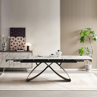 Berrie Extending White Sintered Stone Ceramic Dining Table