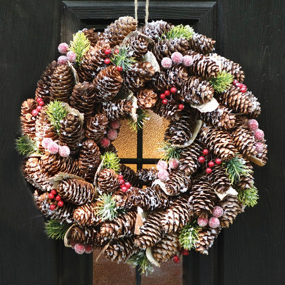 Berries Spring Xmas Door Decoration Winter Autumn Wreath, Christmas Wreath 36cm at B&Q