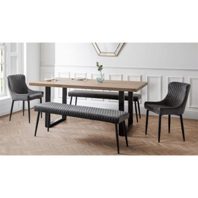 Berwick Dining Table, 2 Luxe Low Grey Benches & 2 Luxe Grey Chairs ...