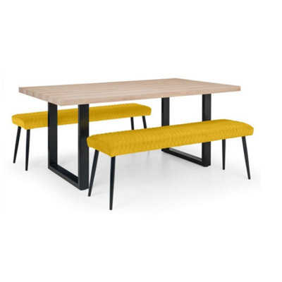 Berwick Dining Table & 2 Luxe Low Mustard Benches | DIY at B&Q
