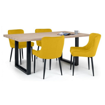 Berwick Dining Table & 4 Luxe Mustard Chairs | DIY at B&Q