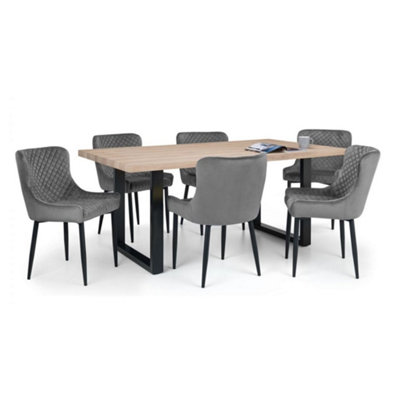 Berwick Dining Table & 6 Luxe Grey Chairs