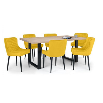 Berwick Dining Table & 6 Luxe Mustard Chairs | DIY at B&Q