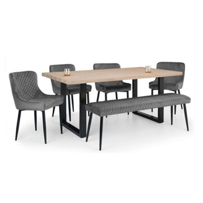 Berwick Dining Table, Luxe Low Grey Bench & 4 Luxe Grey Chairs | DIY at B&Q