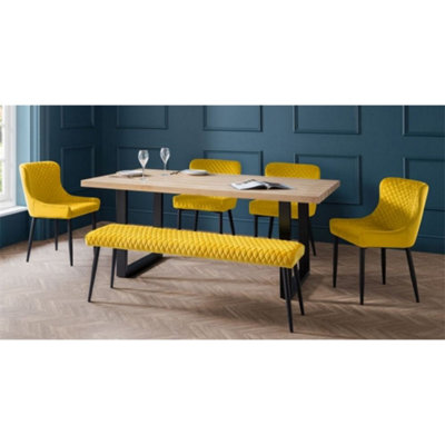 Berwick Dining Table, Luxe Low Mustard Bench & 4 Luxe Mustard Chairs ...