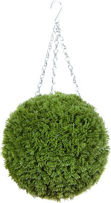 Best Artificial 28cm Green Conifer Grass Hanging Basket Topiary Ball ...