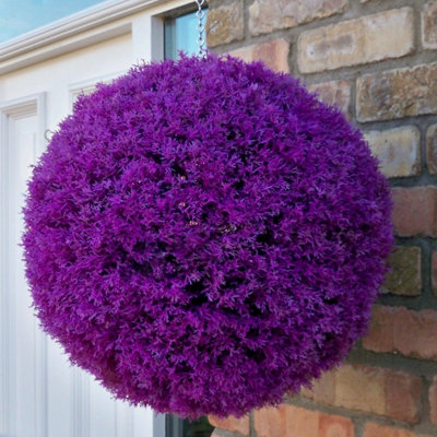 Best Artificial 36cm Purple Heather Hanging Basket Flower Topiary Ball ...