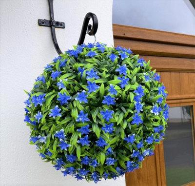 Best Artificial 38cm Blue Lily Hanging Basket Flower Topiary Ball ...