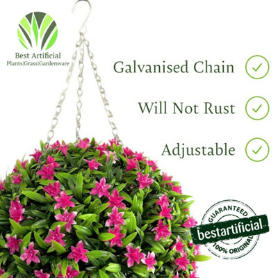 Best Artificial 38cm Pink Lily Hanging Basket Flower Topiary Ball ...
