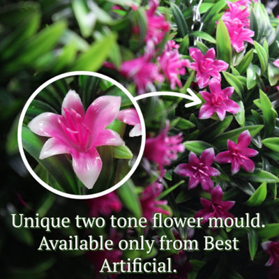 Best Artificial 38cm Pink Lily Hanging Basket Flower Topiary Ball ...