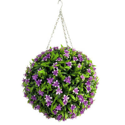 Best Artificial 38cm Purple Lily Hanging Basket Flower Topiary Ball ...