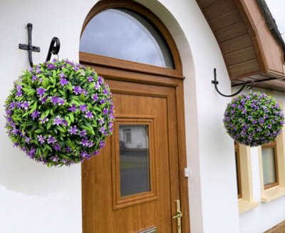 Best Artificial 38cm Purple Lily Hanging Basket Flower Topiary Ball ...