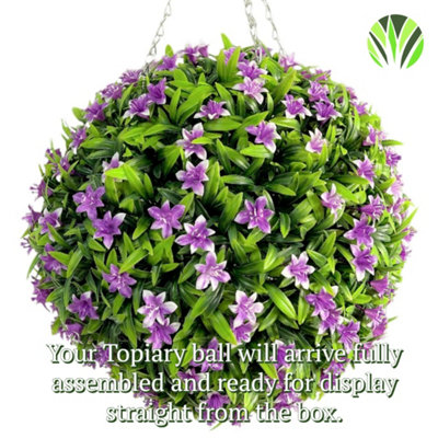 Best Artificial 38cm Purple Lily Hanging Basket Flower Topiary Ball ...