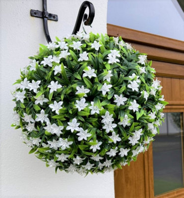 Best Artificial 38cm White Lily Hanging Basket Flower Topiary Ball ...