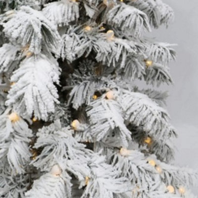 Best Artificial 7ft Pre Lit Pearl LED Heavy Snow Flocked Arbol ...