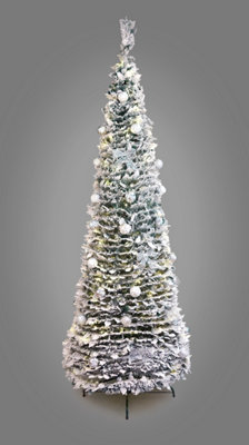 Best Artificial Plug or Battery Powered 8ft Snow Flocked Frosted Pop-up ...