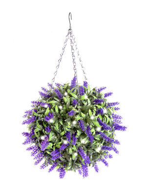 Best Artificial Pre-Lit Outdoor 28cm Purple Lavender hanging Plastic ...