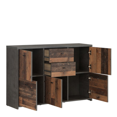 Best Chest Storage Cabinet with 2 Drawers and 5 Doors in Concrete Optic ...