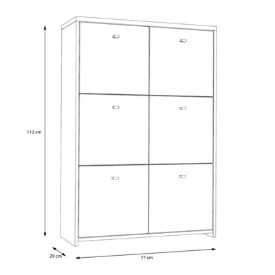 Best Chest Storage Cabinet with 6 Doors in Artisan Oak/White