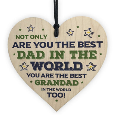 Best Dad And Grandad Gift For Birthday Fathers Day Wood Heart Thank You ...