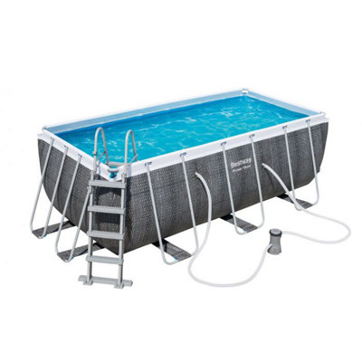 Bestway 13'6ft x 6' 7ft x 48in Power Steel Rattan Pool Set | DIY at B&Q
